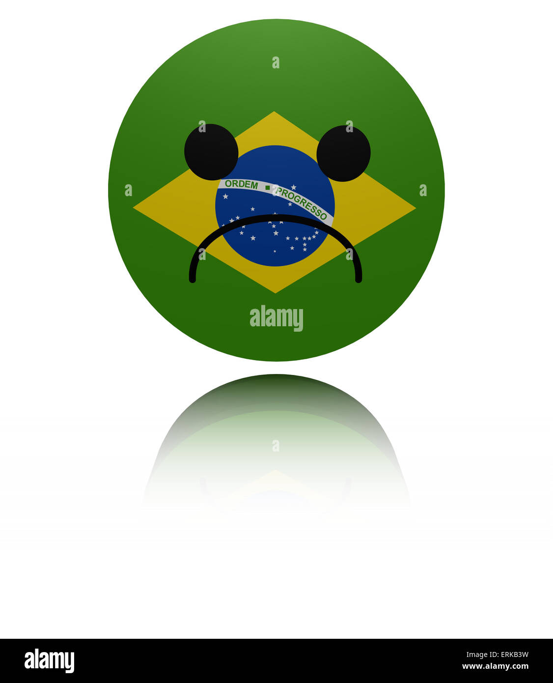 Brazil flag sad icon with reflection illustration Stock Photo - Alamy