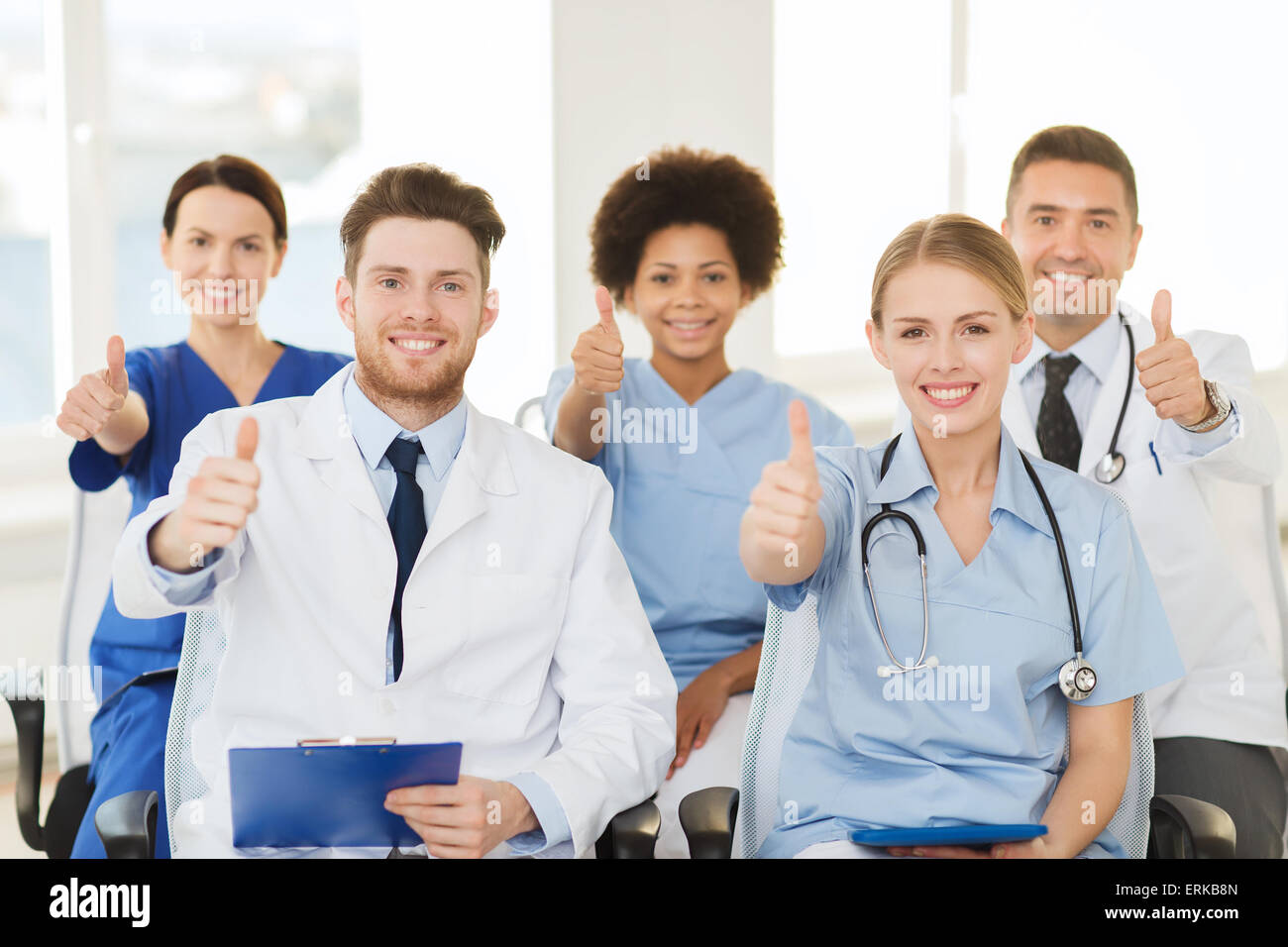 group of happy doctors on seminar at hospital Stock Photo - Alamy