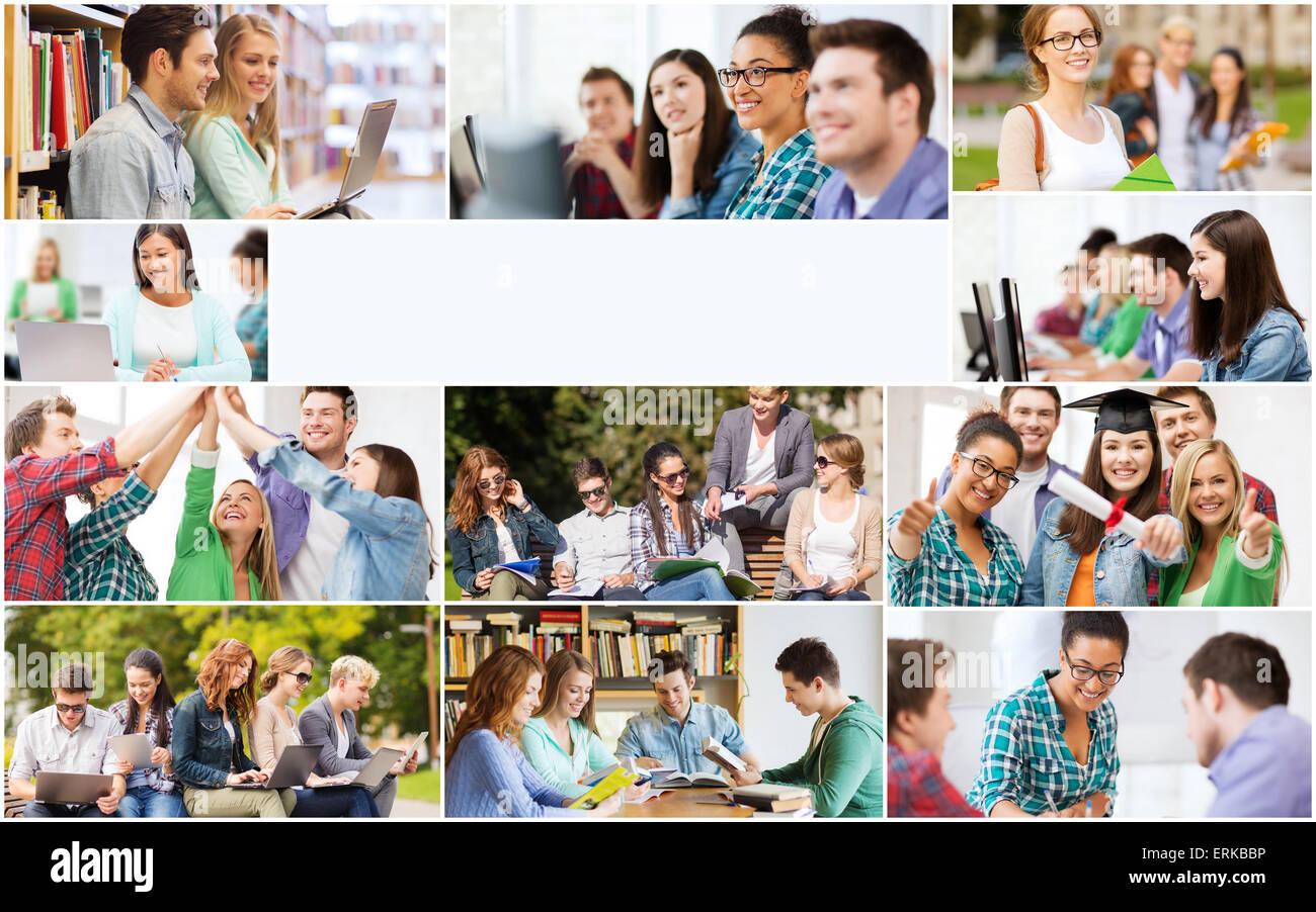 collage with many pictures of college students Stock Photo - Alamy