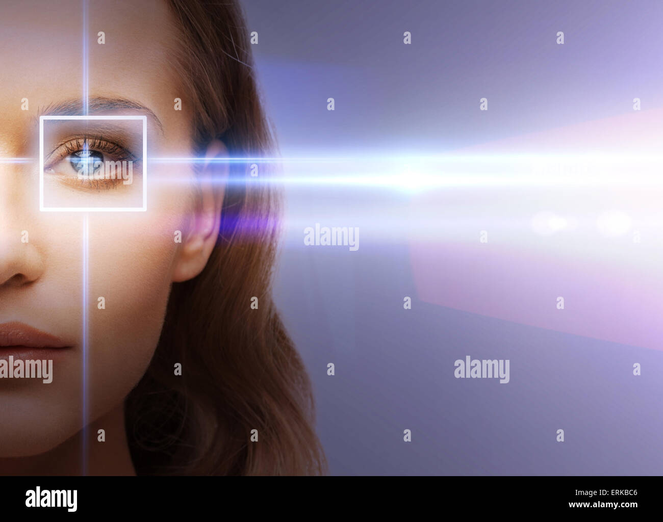 woman eye with laser correction frame Stock Photo - Alamy