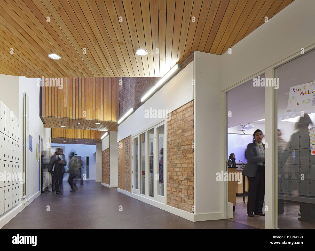 Circulation corridor with view of classrooms. The King's Church of ...