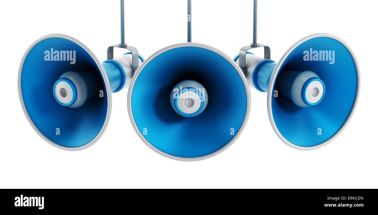 Loudspeakers isolated on white background Stock Photo - Alamy