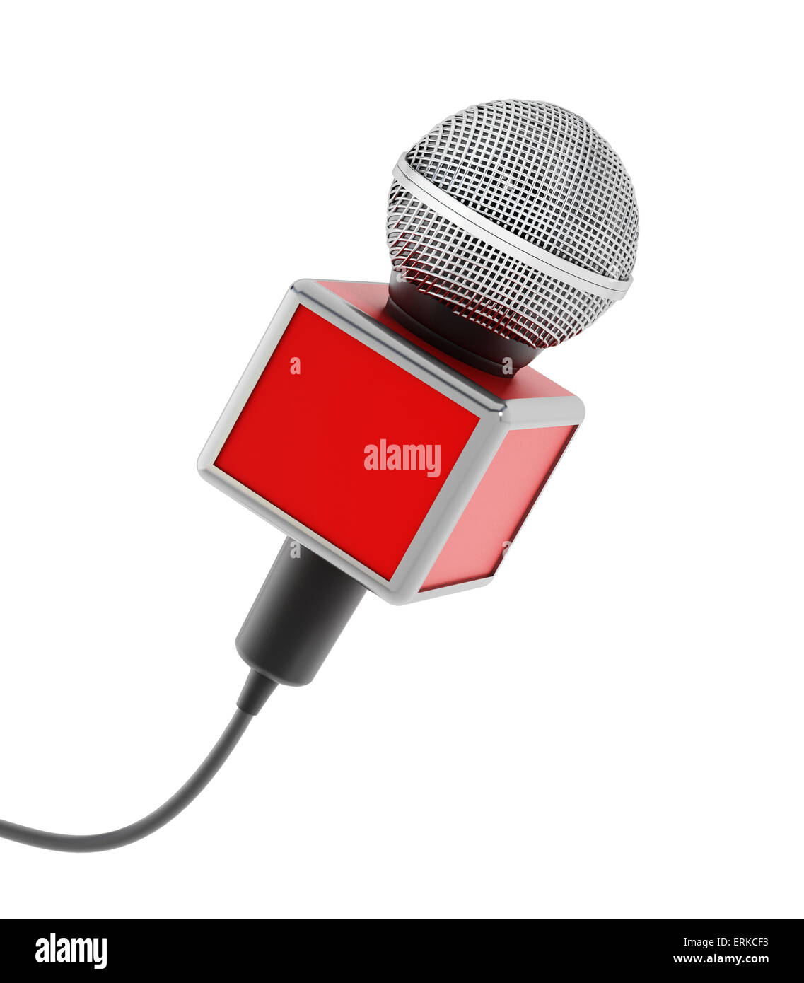 News microphone isolated on white background Stock Photo - Alamy