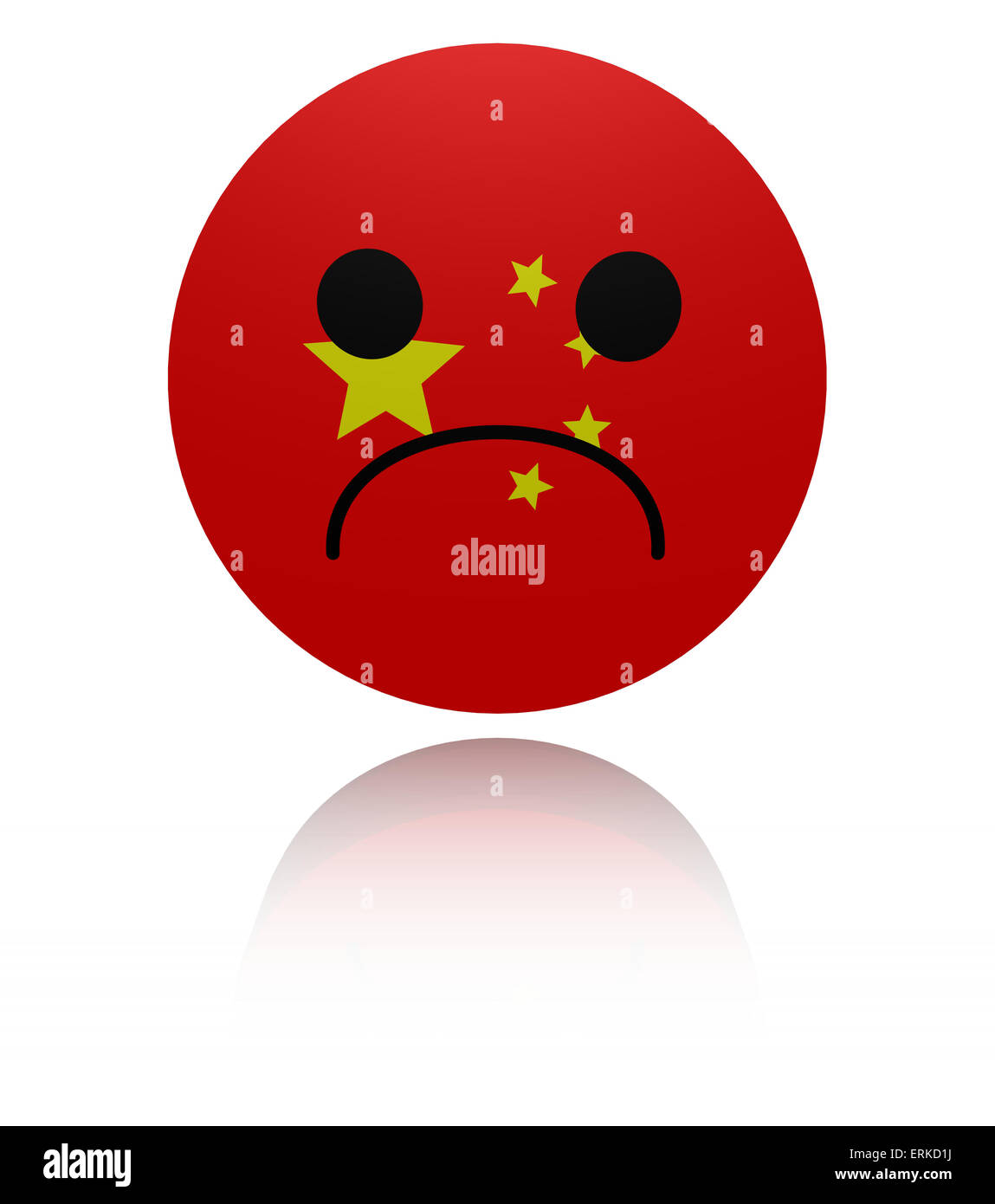 Chinese sad icon with reflection illustration Stock Photo - Alamy