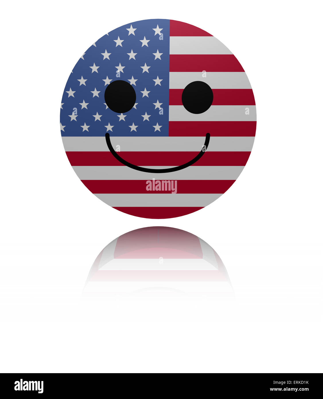 American flag happy icon with reflection illustration Stock Photo - Alamy
