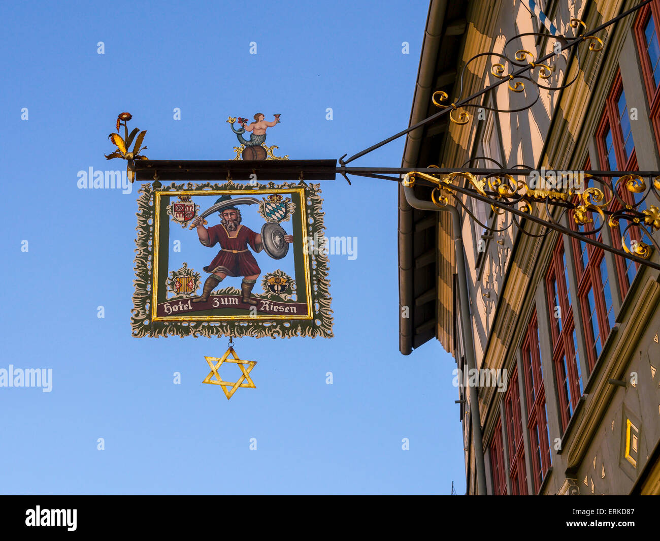 Hanging sign Hotel zum Riesen at the Gasthaus zum Riesen tavern ...