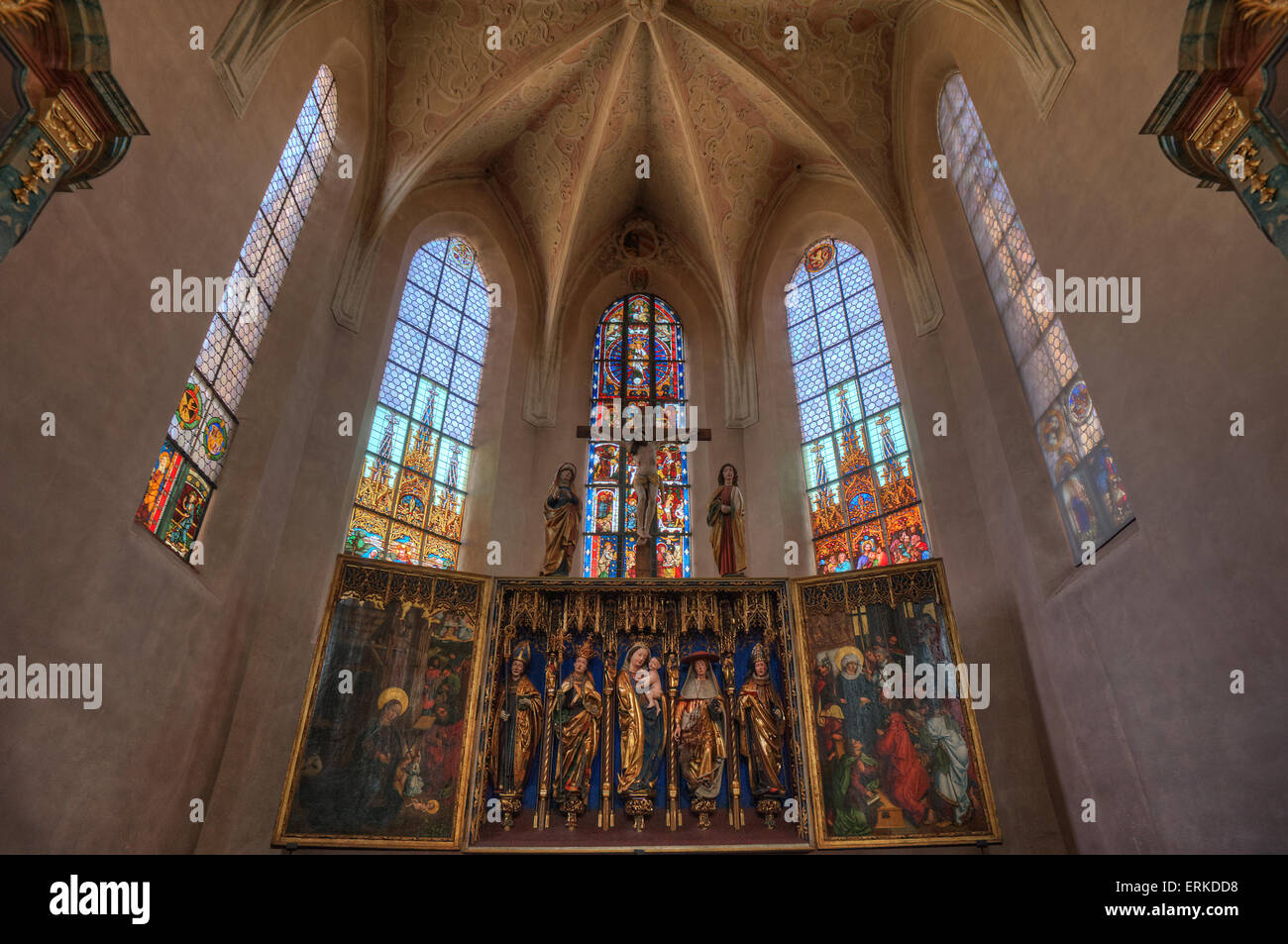 Chancel with late Gothic shrine altar, around 1480, in the St Maria ...