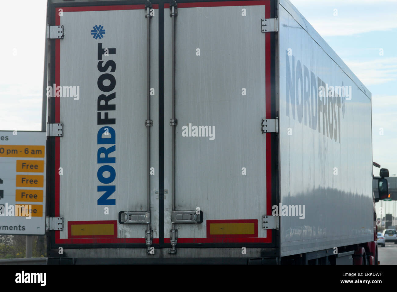 Nordfrost delivery truck on the motorway in England UK Stock Photo - Alamy