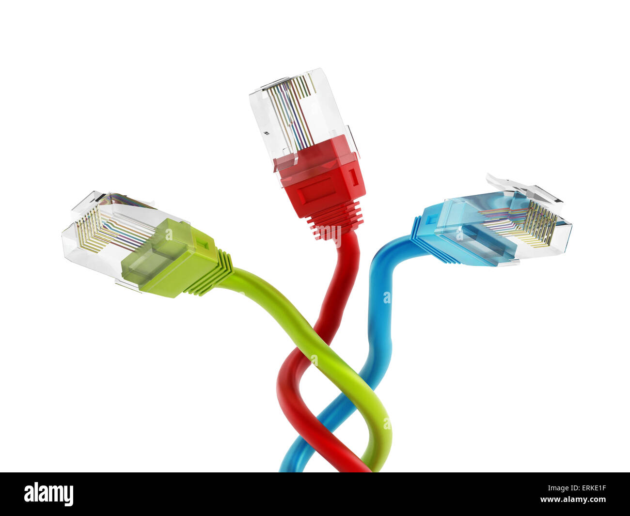 Colorful network cables isolated on white background Stock Photo - Alamy