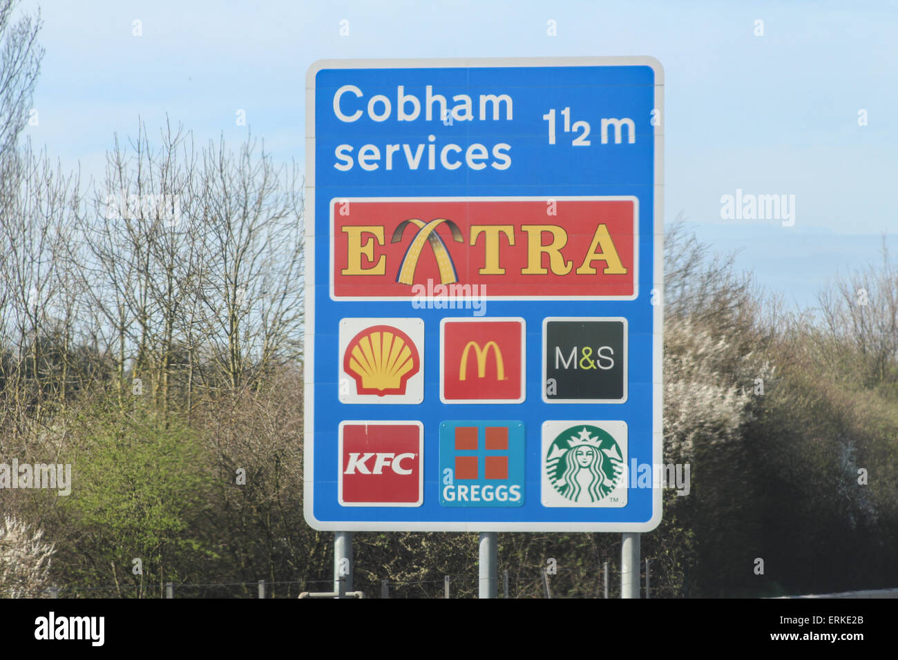 Cobham services M25 motorway sign Stock Photo - Alamy