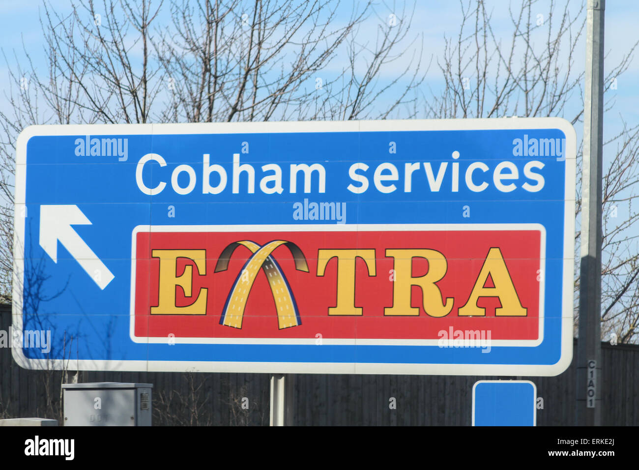 Cobham services M25 motorway sign Stock Photo - Alamy