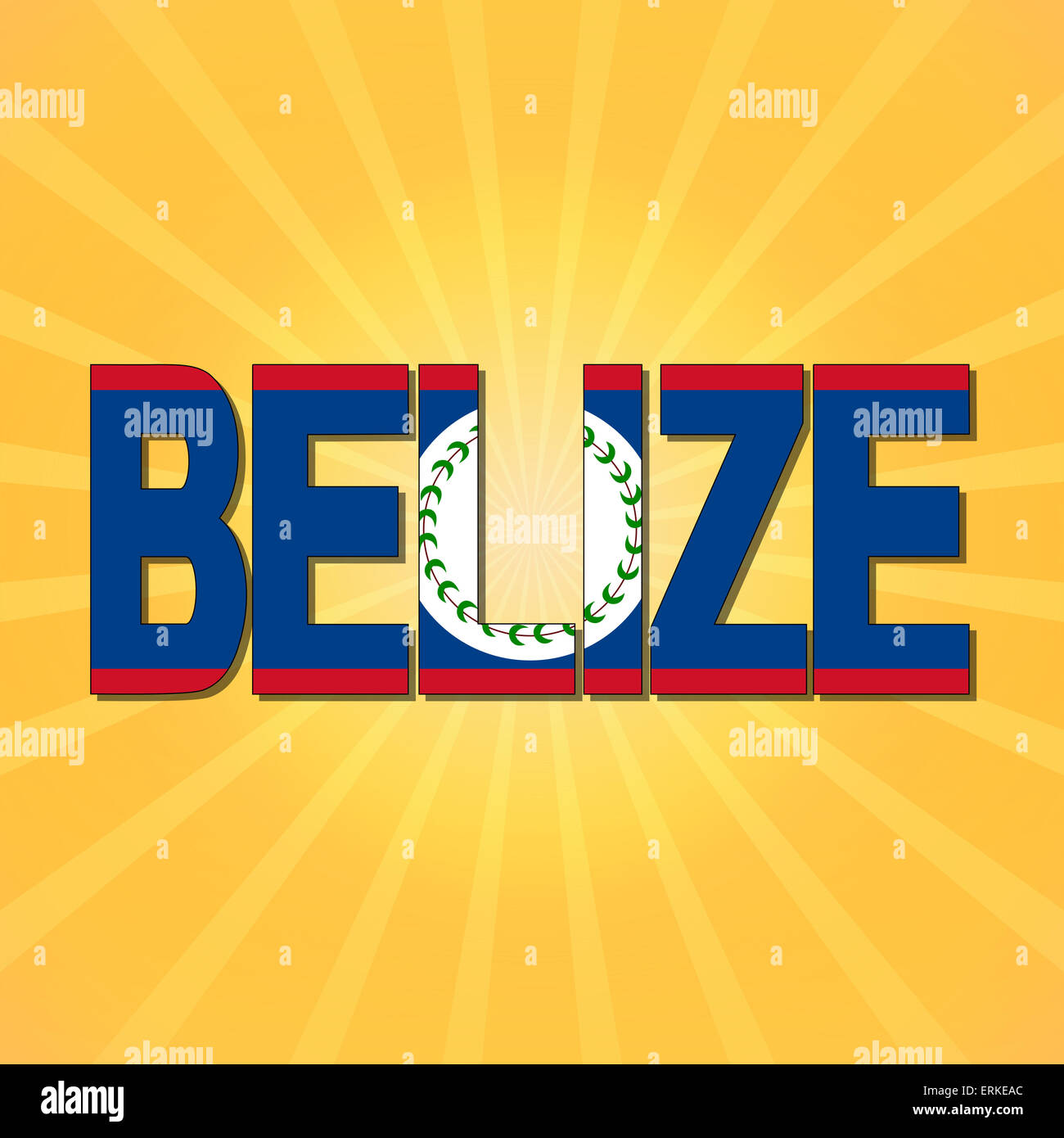 Belize flag text with sunburst illustration Stock Photo - Alamy
