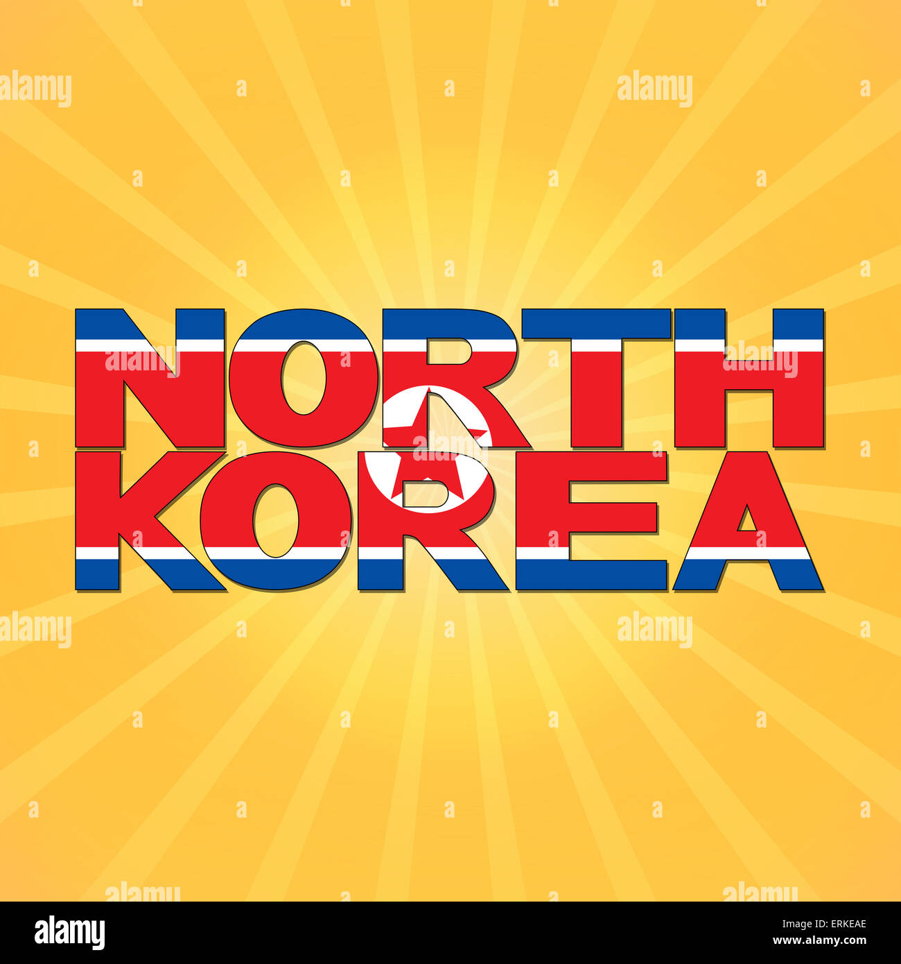 North Korea flag text with sunburst illustration Stock Photo - Alamy