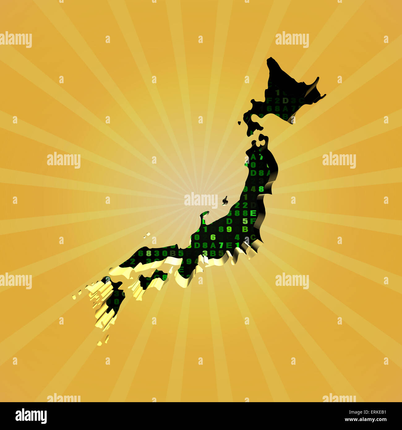 Japan sunburst map with hex code illustration Stock Photo - Alamy