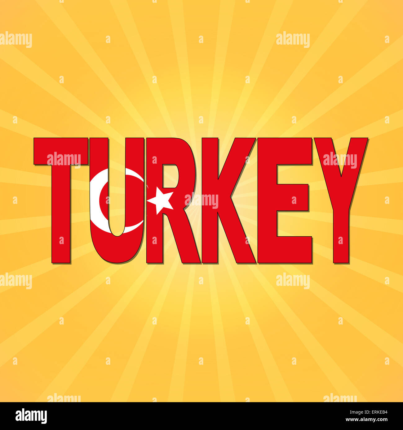 Turkey flag text with sunburst illustration Stock Photo - Alamy