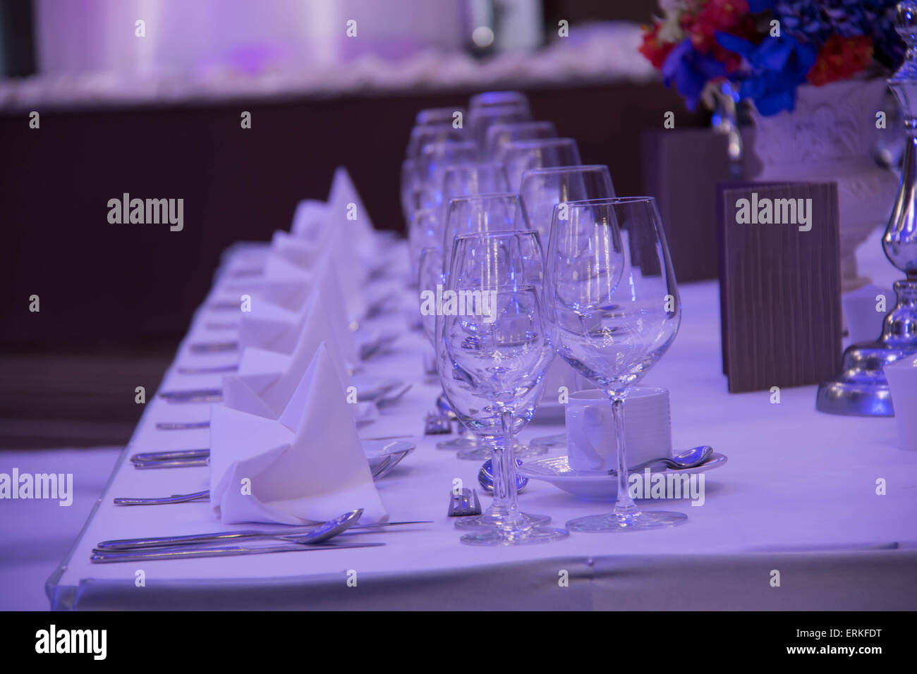 setup decoration of wedding banquet hall interior Stock Photo - Alamy