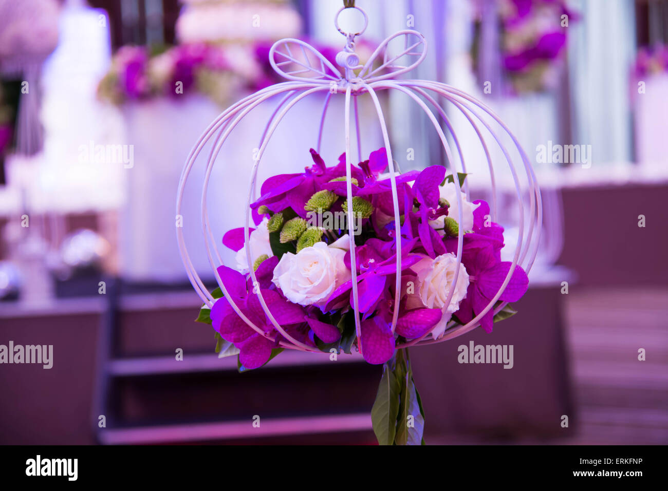 setting Flower bouquet in event wedding party Stock Photo - Alamy