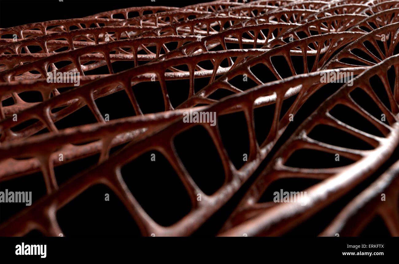 A microscopic view of sequenced pattern of DNA style strands of flesh ...