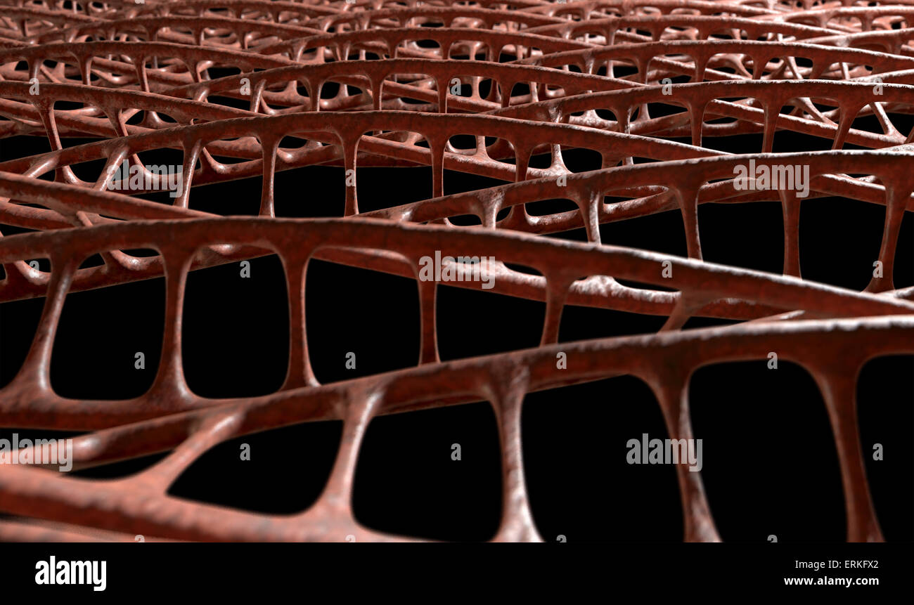 A microscopic view of sequenced pattern of DNA style strands of flesh ...