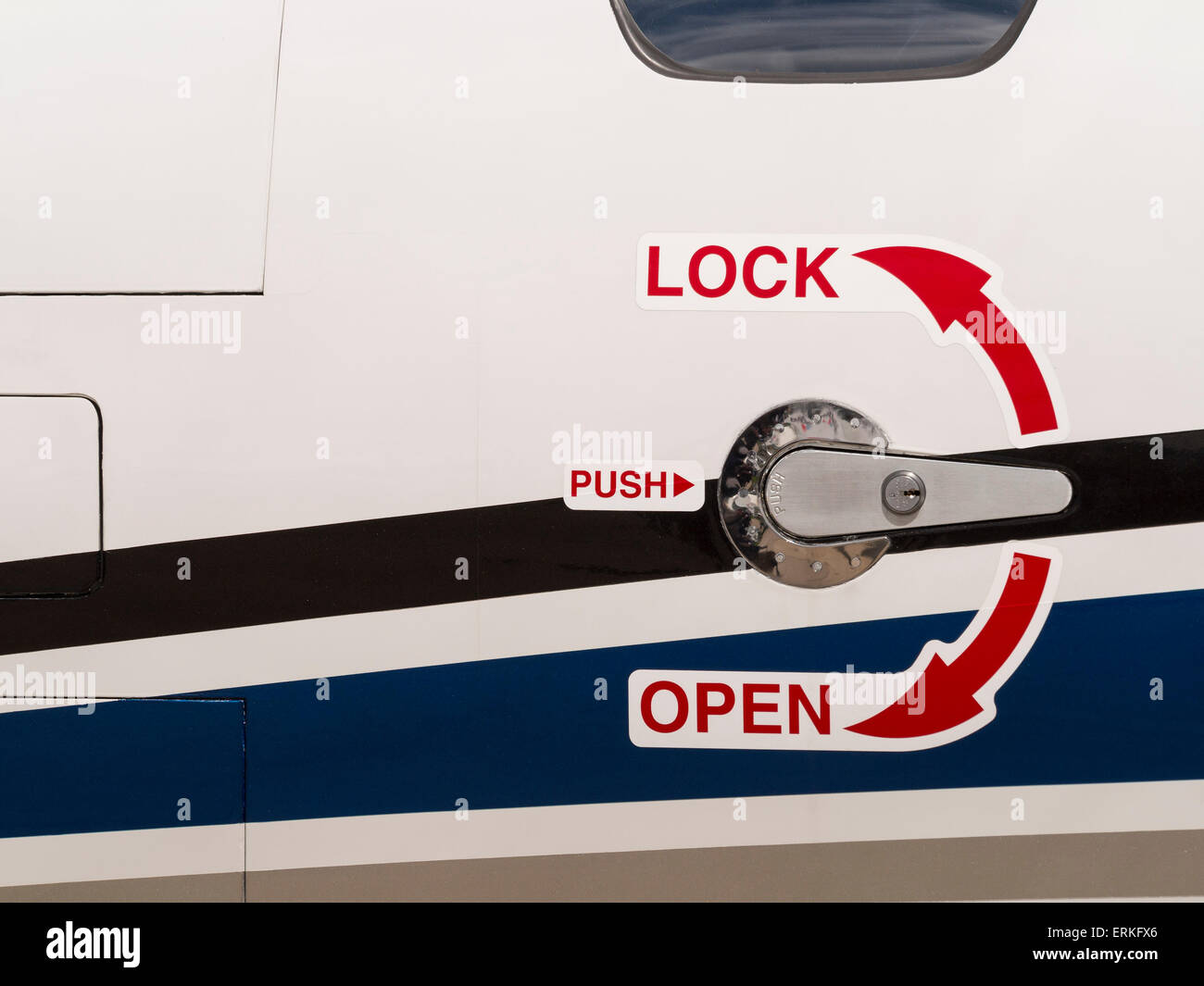 Entry door handle on an executive jet,at Aerexpo 2015 aviation event,at ...