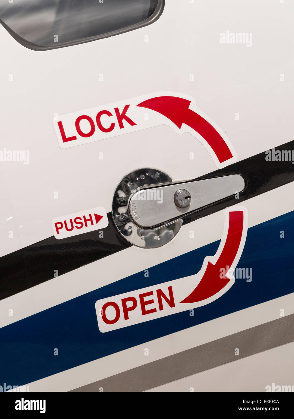 Entry door handle on an executive jet,at Aerexpo 2015 aviation event,at ...