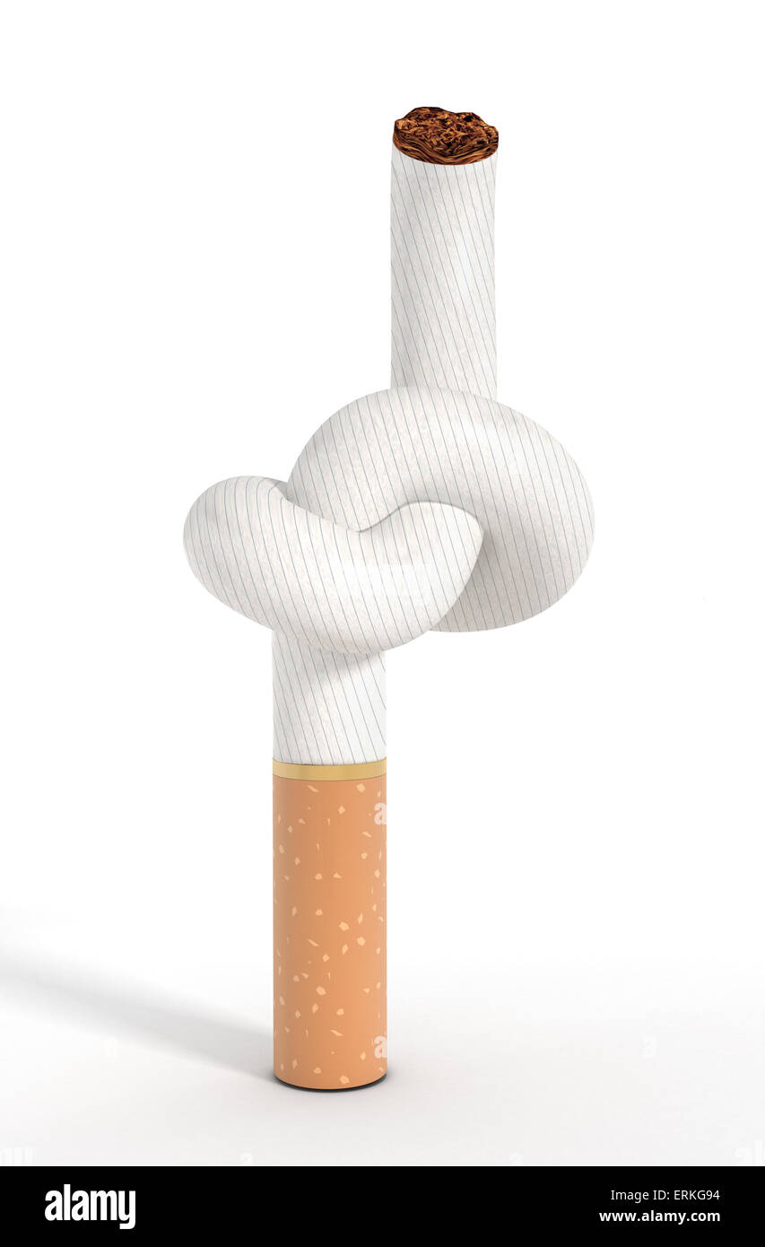 Tied cigarette isolated on white background Stock Photo - Alamy