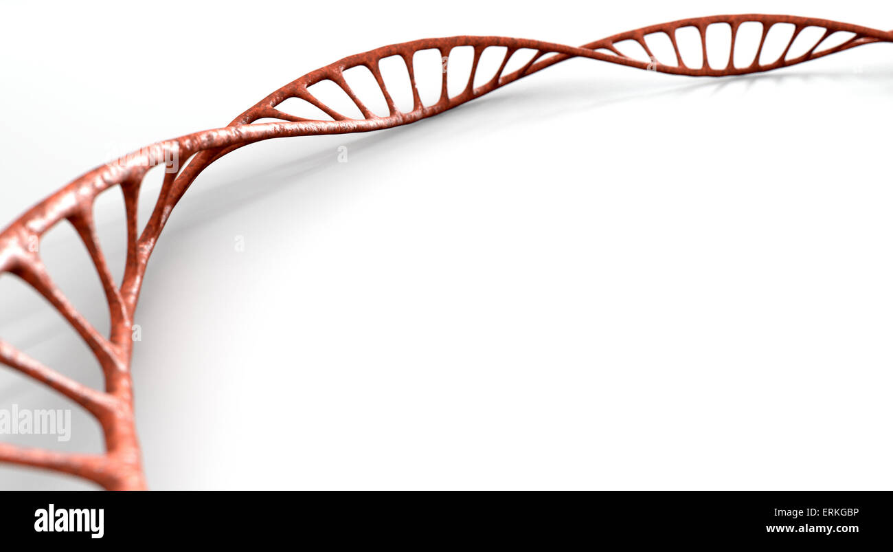 A microscopic view of a DNA style strand of flesh on an isolated ...