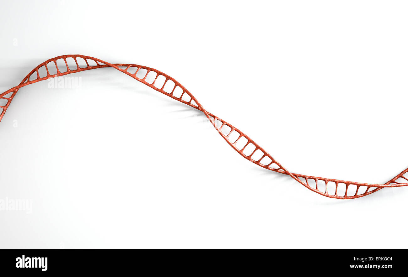 A microscopic view of a DNA style strand of flesh on an isolated ...