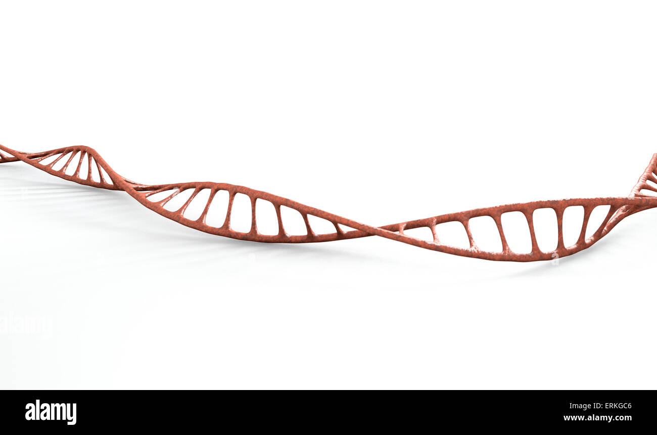 A microscopic view of a DNA style strand of flesh on an isolated ...