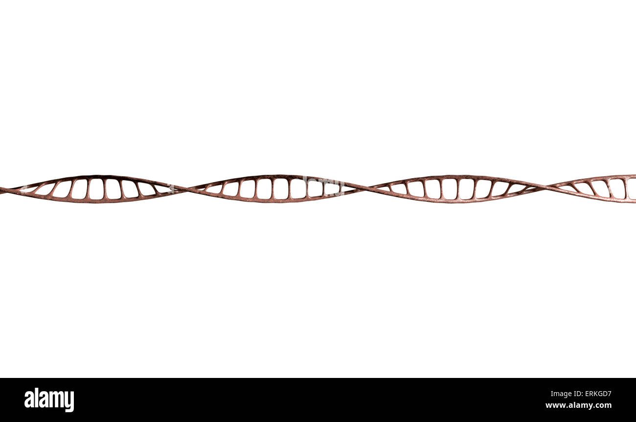 A microscopic view of a DNA style strand of flesh on an isolated ...