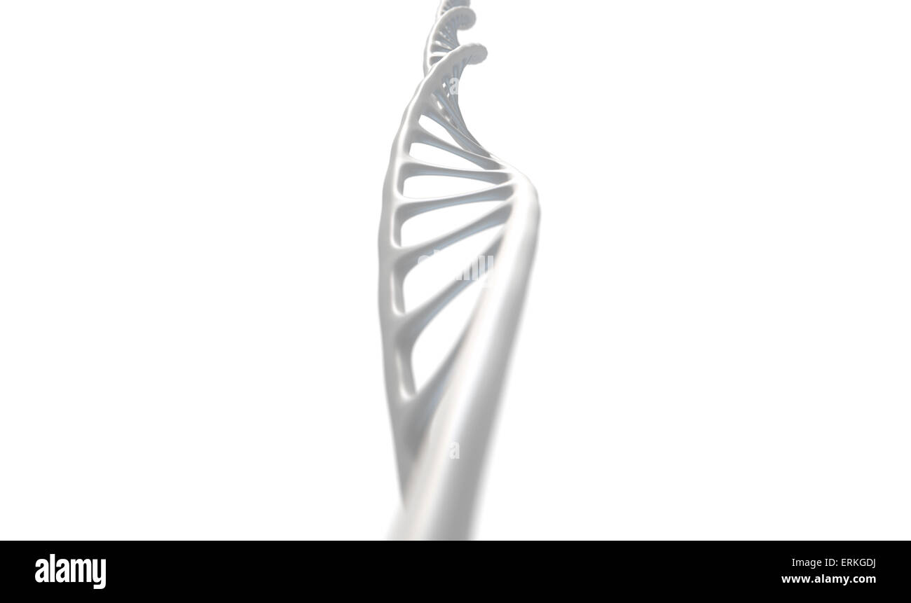 A microscopic view of a DNA style strand in a generic white color on an ...