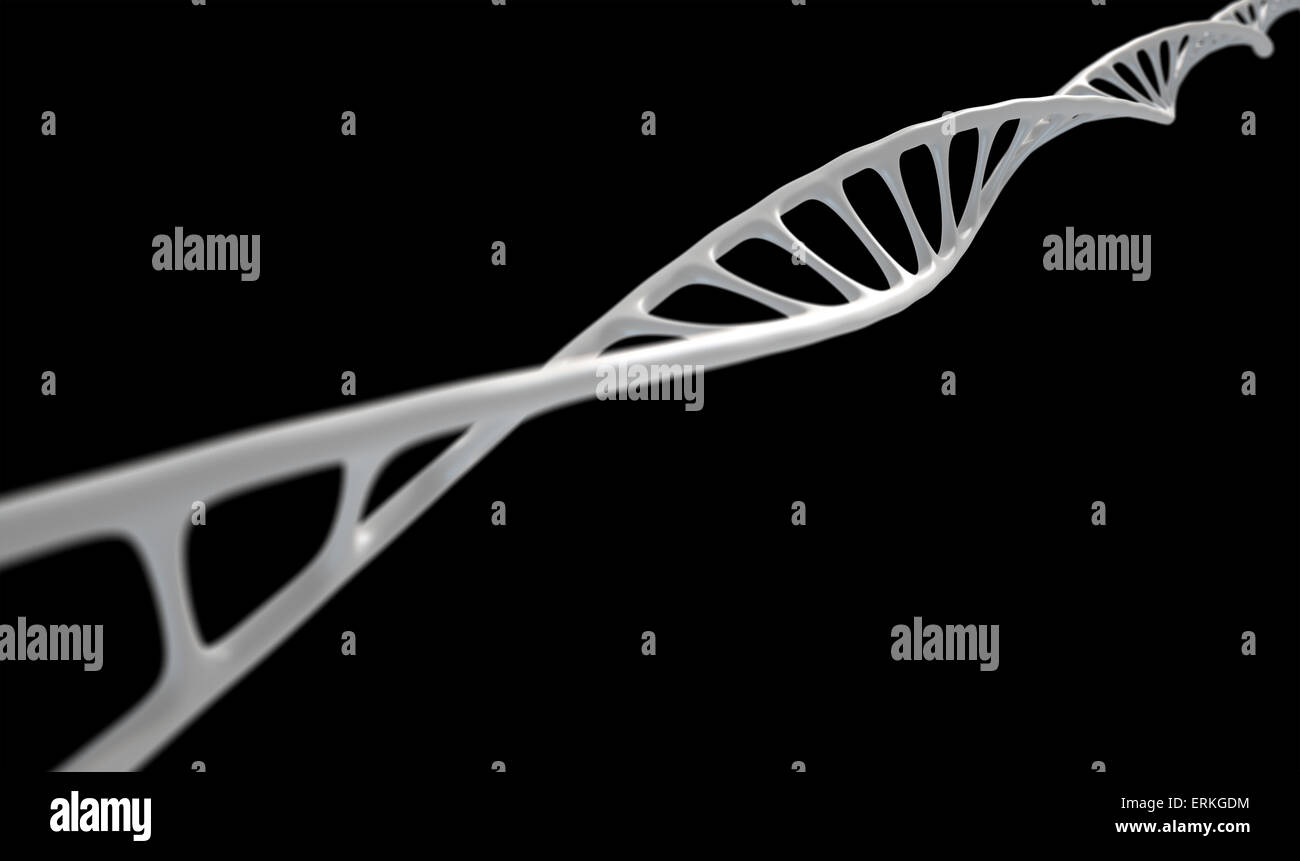 A microscopic view of a DNA style strand in a generic white color on an ...