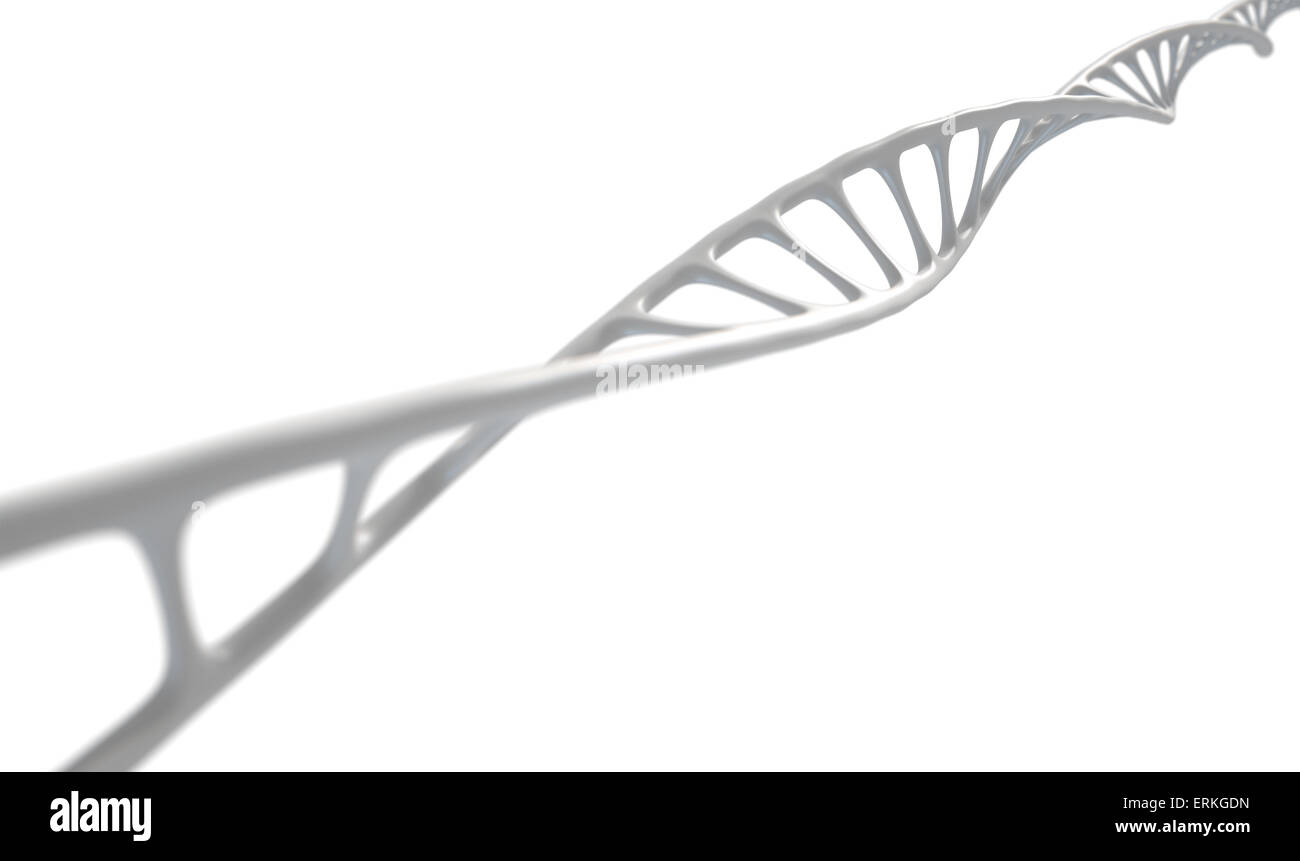 A microscopic view of a DNA style strand in a generic white color on an ...