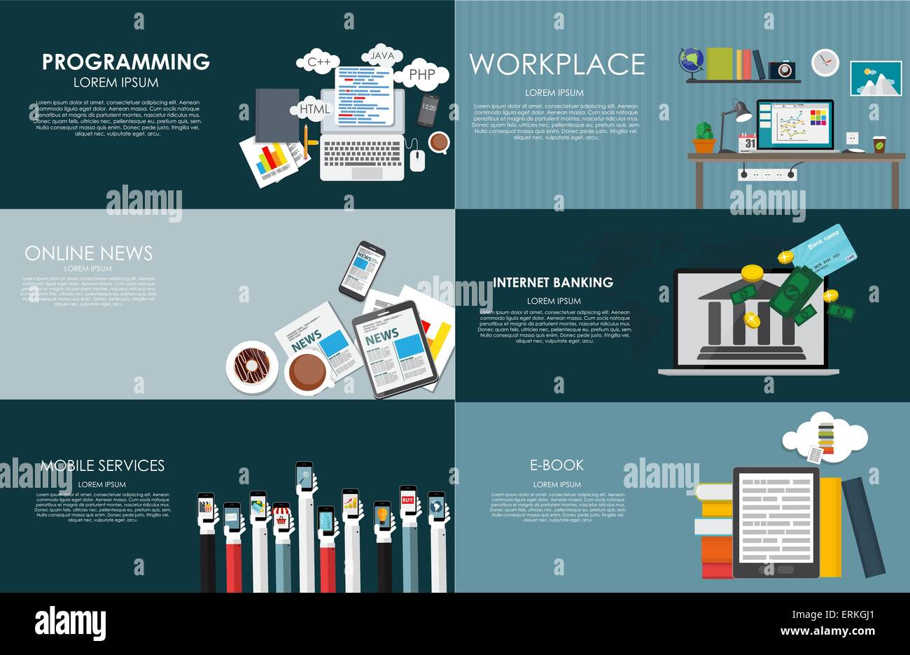 Modern Flat Design Banner for your Business with Programming, Mo Stock ...