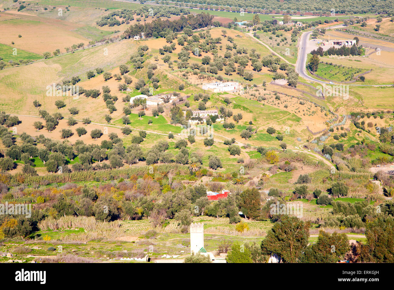 from high in the village morocco africa field and constructions Stock ...