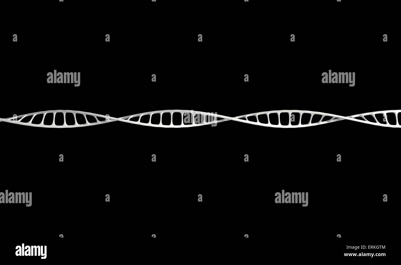 A microscopic view of a DNA style strand in a generic white color on an ...