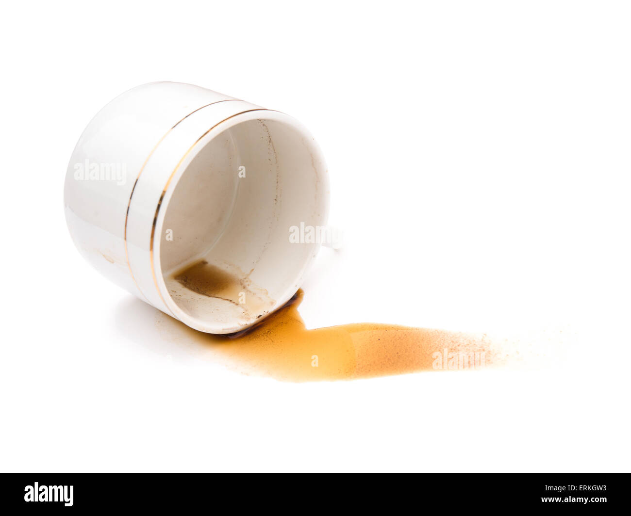 Spilled coffee on a white background Stock Photo - Alamy