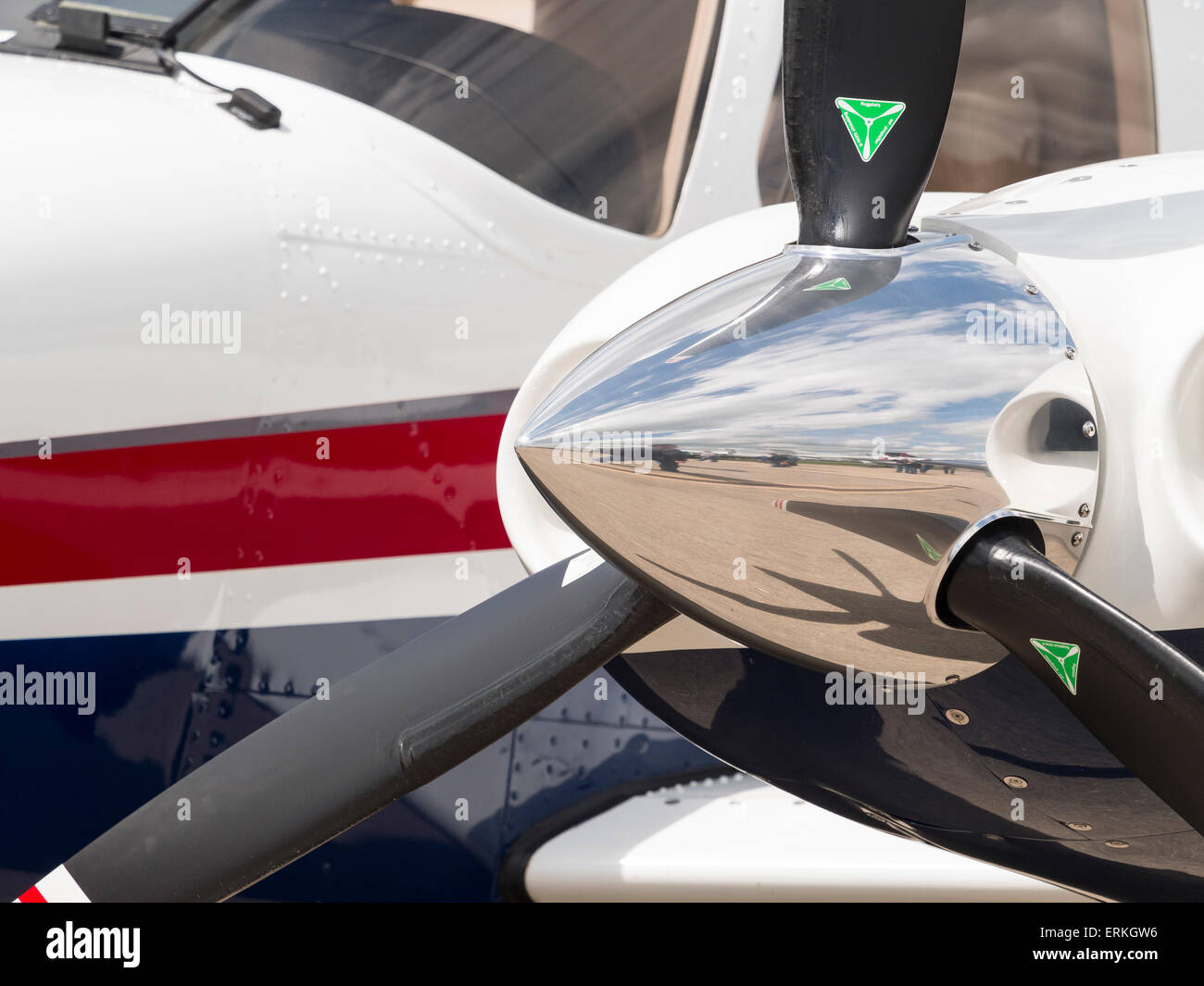 polished propeller of an executive aircraft,at Aerexpo 2015 aviation ...
