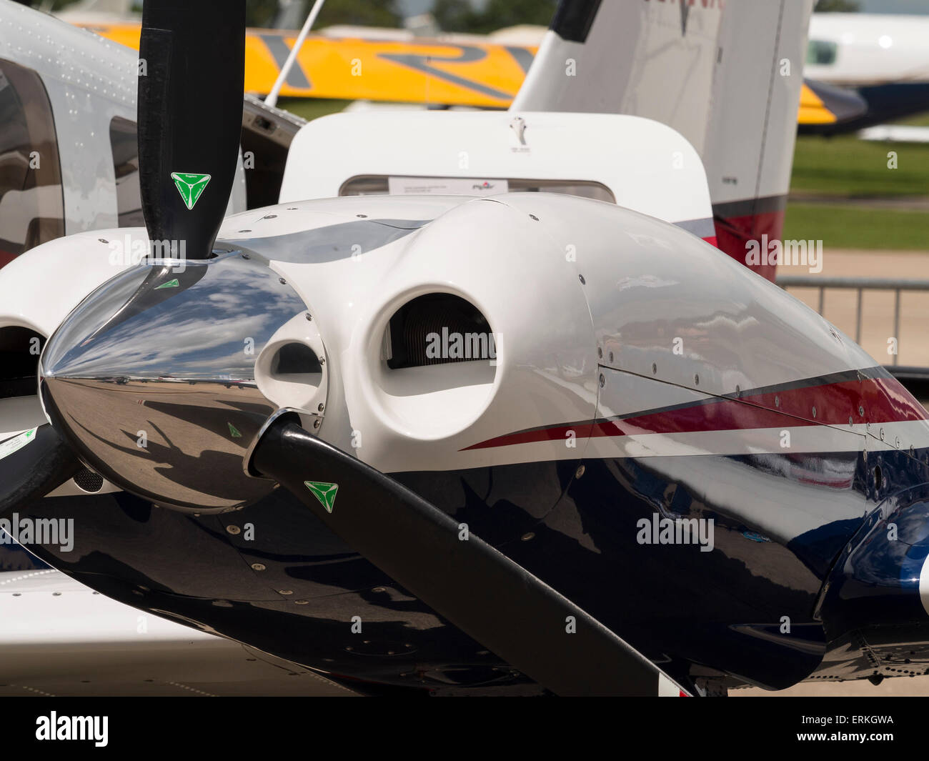 polished propeller of an executive aircraft,at Aerexpo 2015 aviation ...