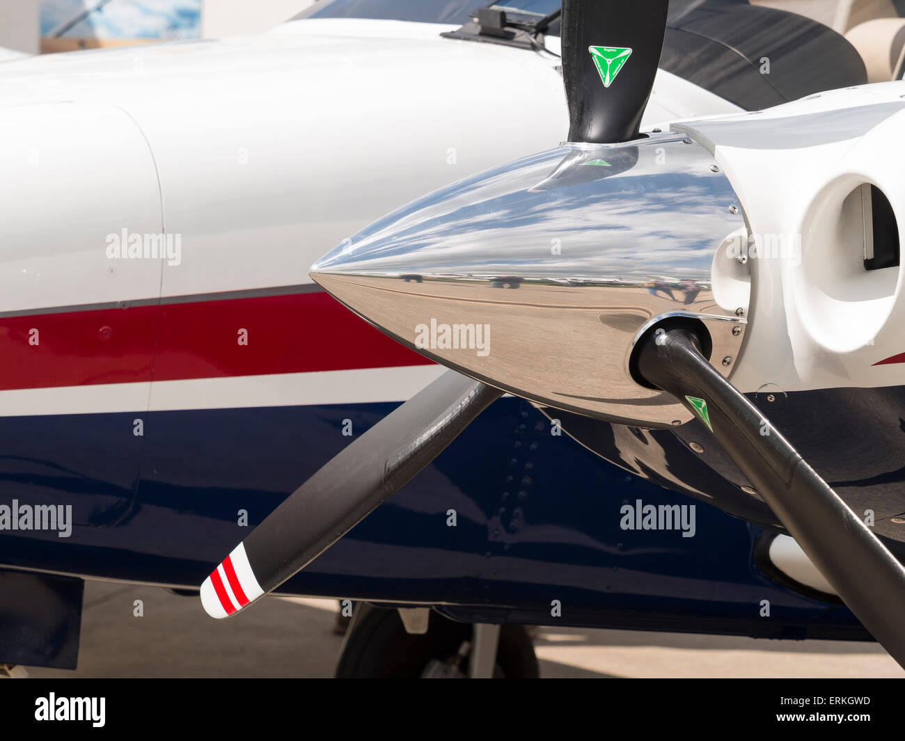 polished propeller of an executive aircraft,at Aerexpo 2015 aviation ...