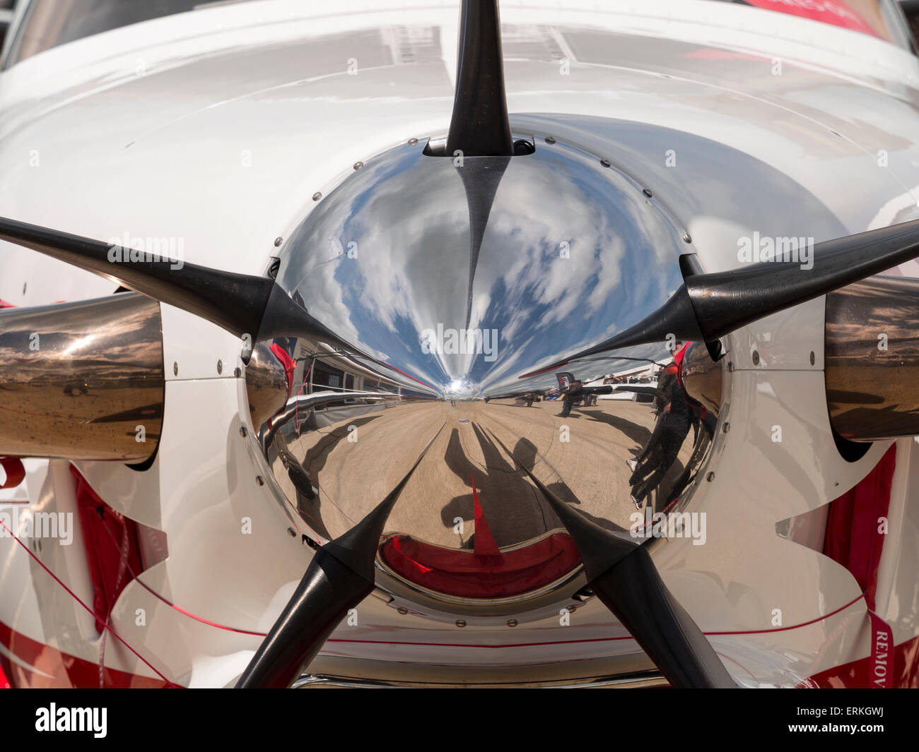 polished propeller of an executive aircraft,at Aerexpo 2015 aviation ...