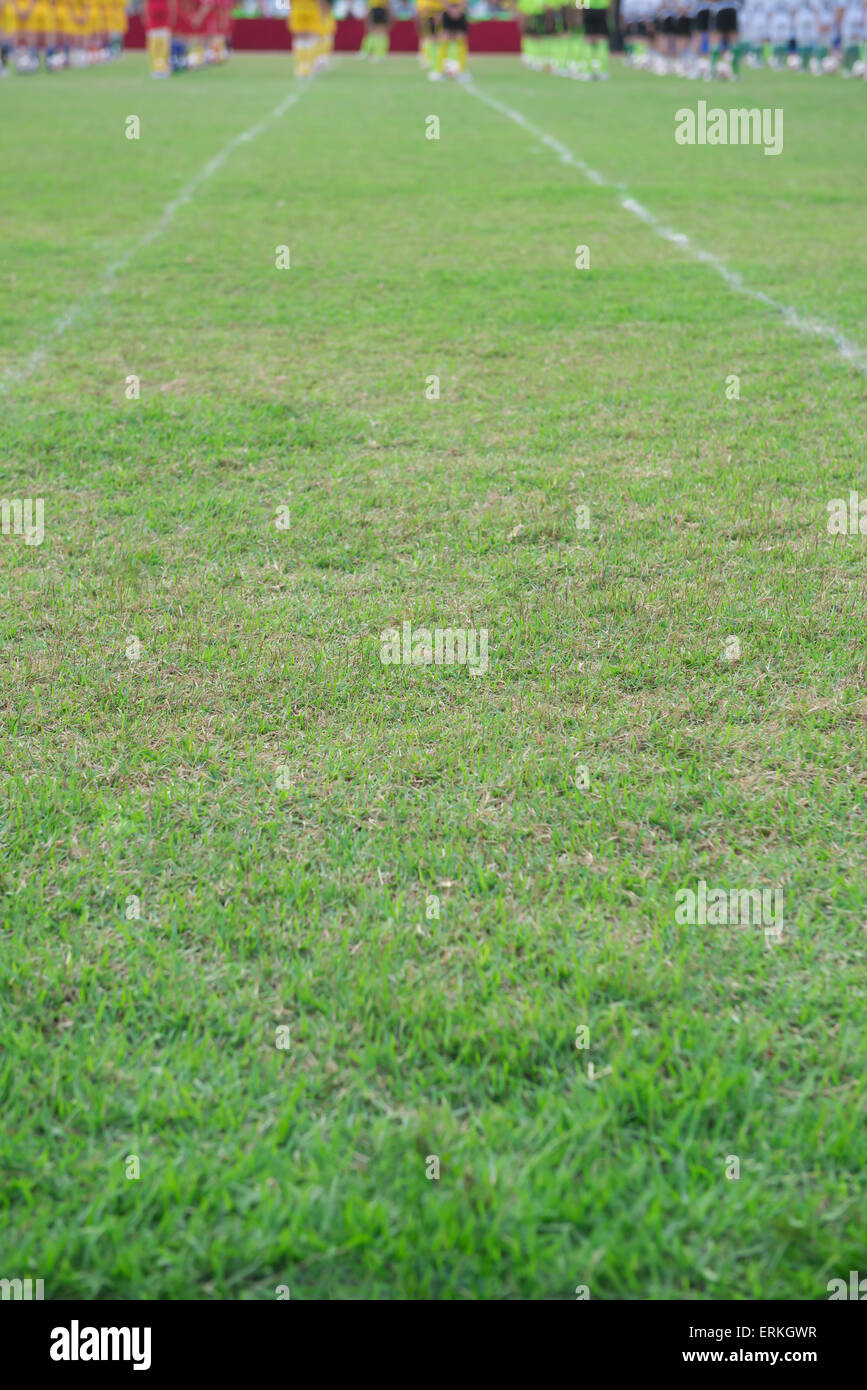 soccer field with people standing on the far end Stock Photo - Alamy