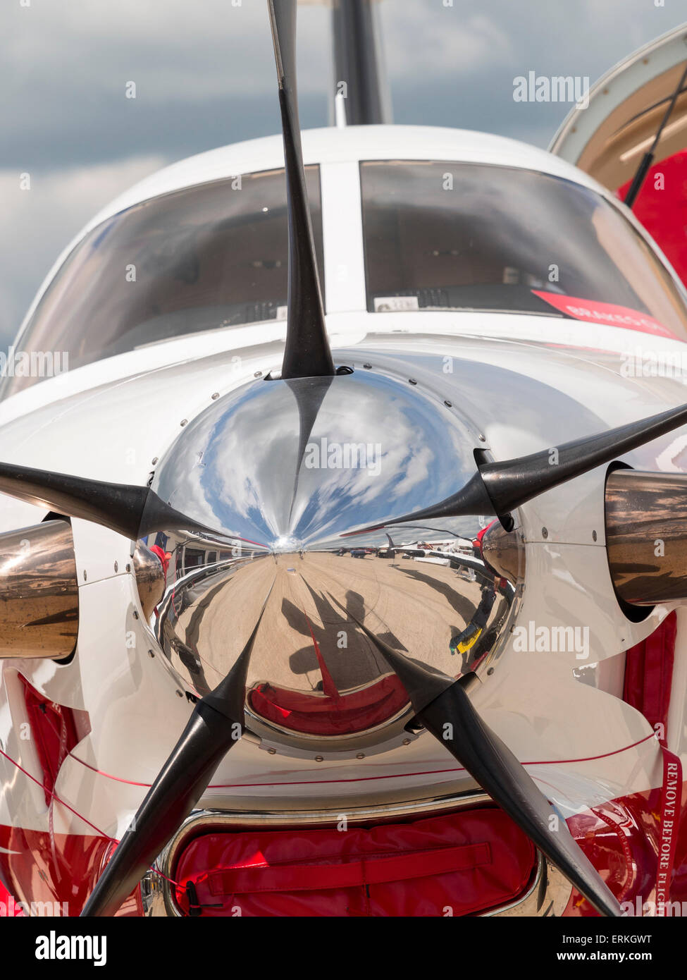 polished propeller of an executive aircraft,at Aerexpo 2015 aviation ...