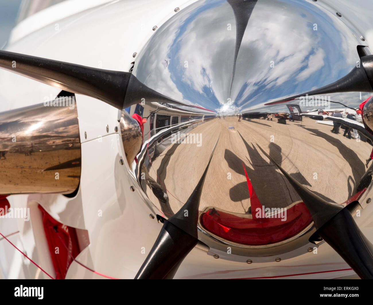 polished propeller of an executive aircraft,at Aerexpo 2015 aviation ...