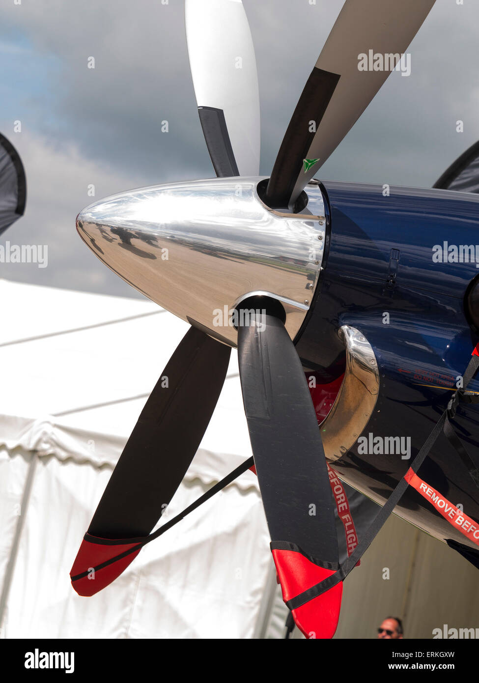polished propeller of an executive aircraft,at Aerexpo 2015 aviation ...