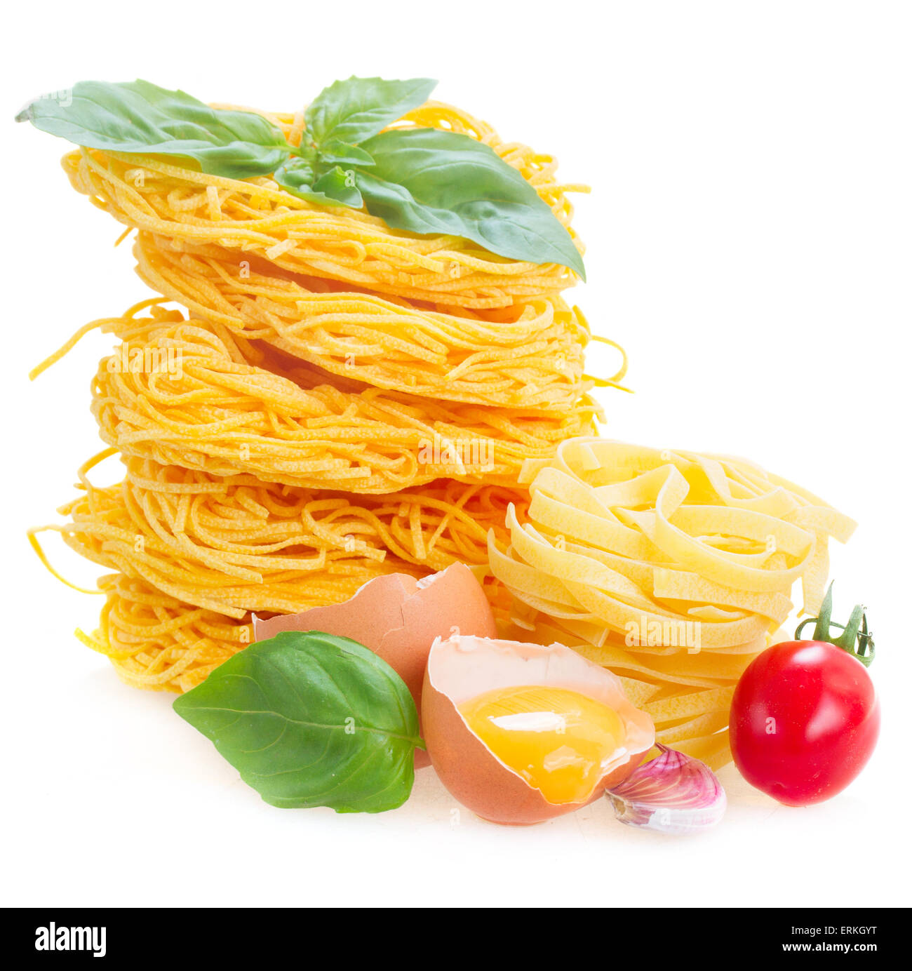 Tonarelli and tagliatelle raw pasta Stock Photo - Alamy