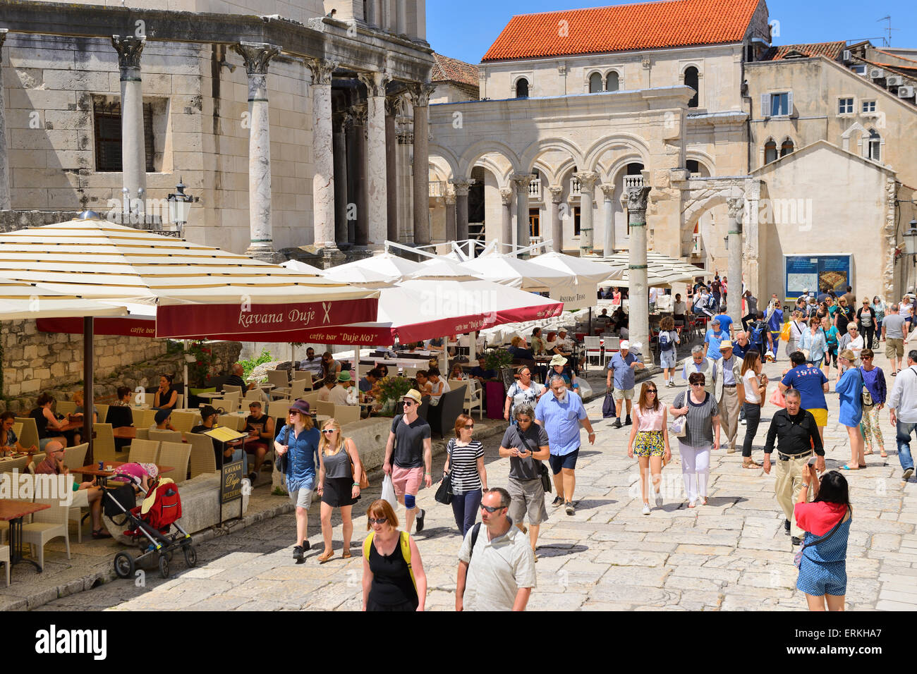 Plaza next to Cathedral (Diocletian Palace) in Split on Dalmatian Coast ...