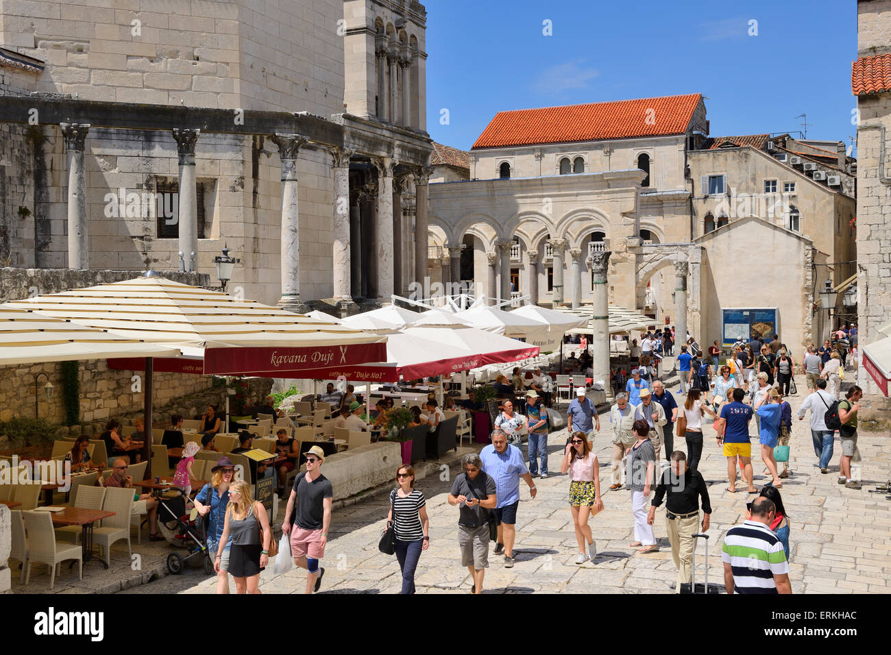 Plaza next to Cathedral (Diocletian Palace) in Split on Dalmatian Coast ...