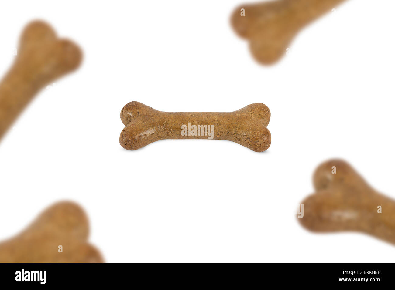 Top view of dog food treats falling, dropping down, isolated on white ...