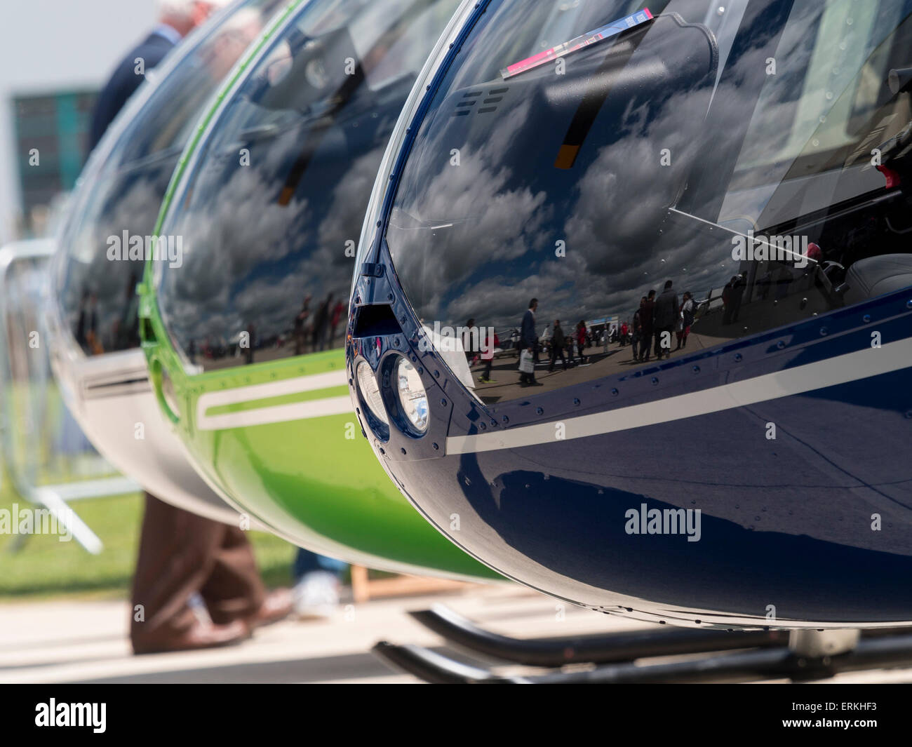 the glass windscreen of a Robinson two-seater leisure helicopter,at ...